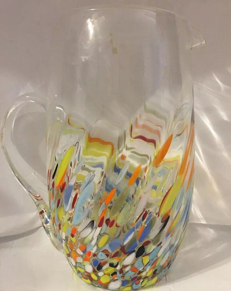 Murano Confetti Large Glass Water Iced Tea Pitcher New With Tags Italy ...