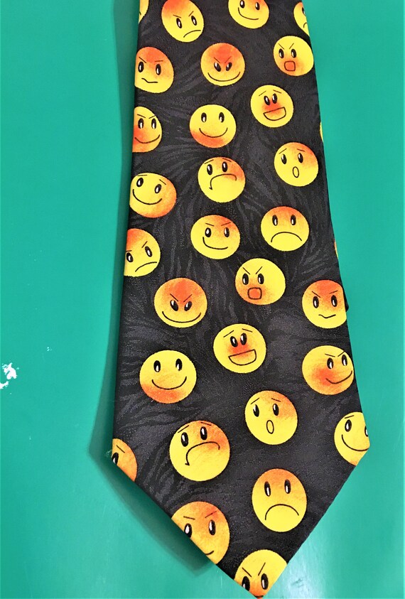 BEANS MCGEE Mens Necktie Designer EMOJI Smiley Face - Etsy