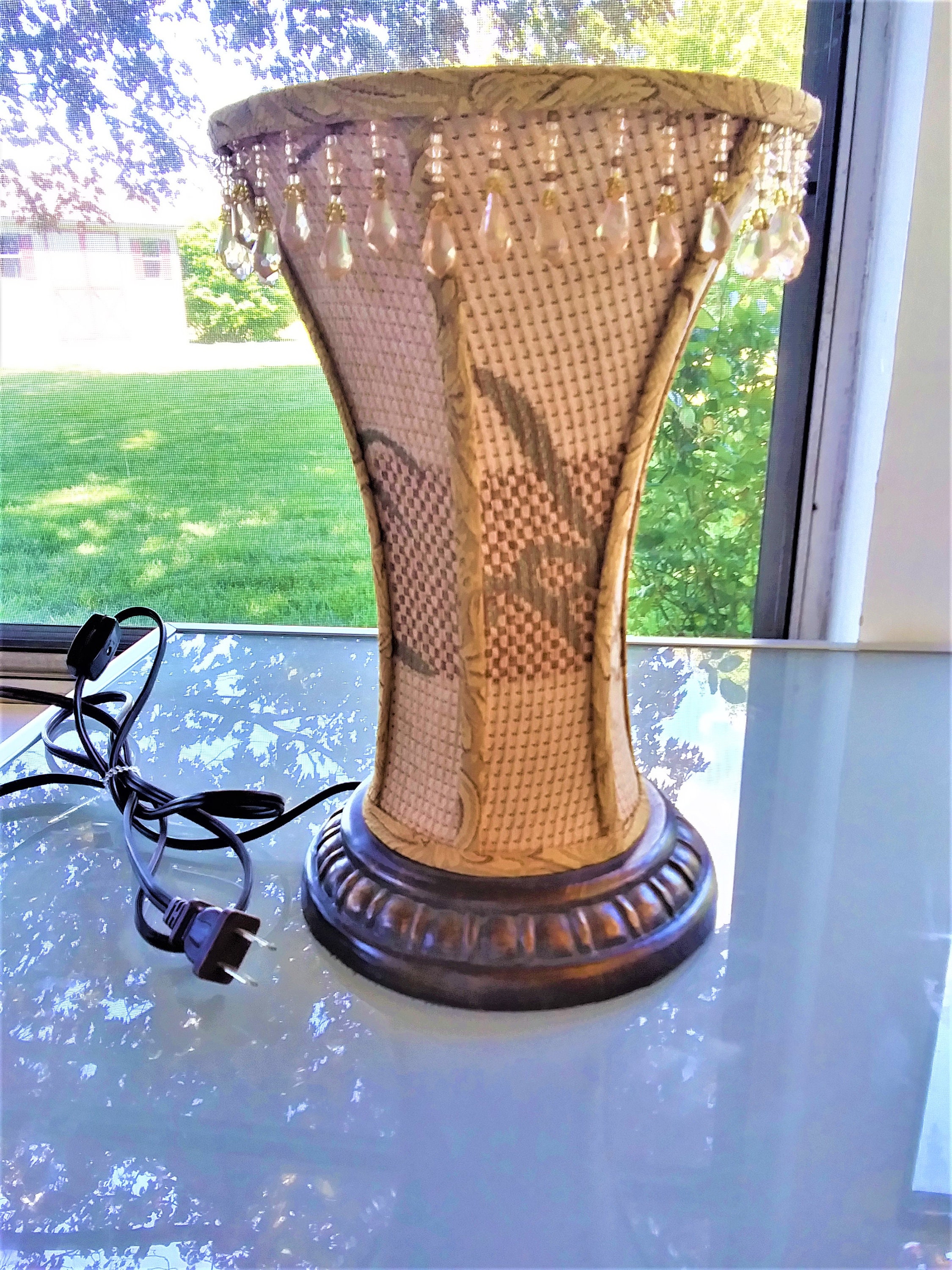 Art Deco Beaded Shade Uplight Table Floor up Lamp Light Pedestal Lamp ...