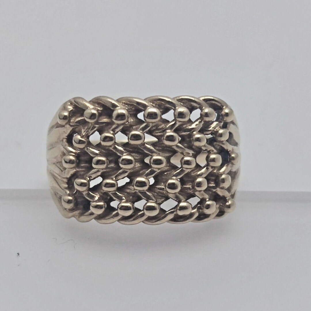 9ct Yellow Gold Keeper Ring 5 Rows Size Q 1 2 Classic Elegant Etsy