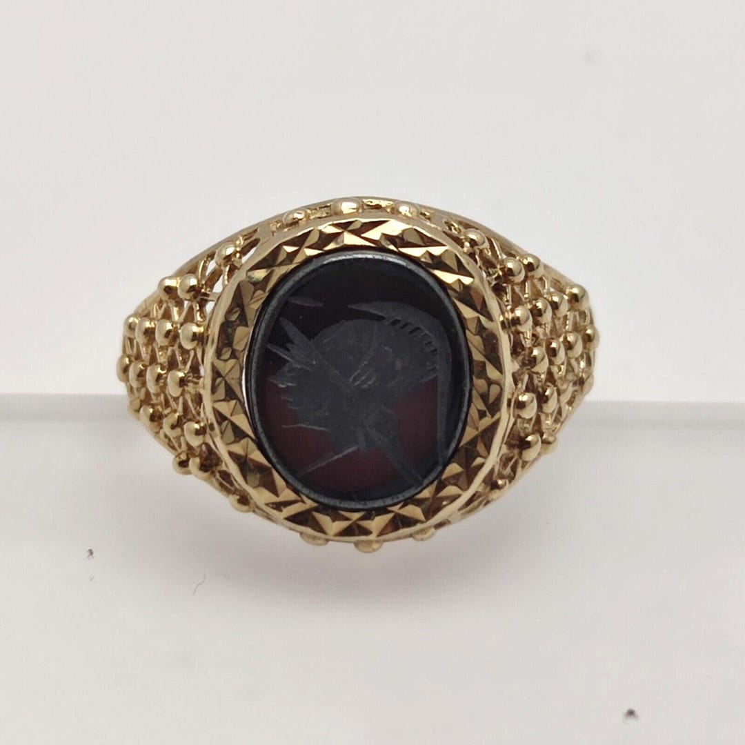 9ct Yellow Gold Hematite Centurion Ring Stunning Gold Mesh Band in UK ...