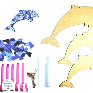 Dolphin Family of 3, Mosaic Kit, DIY Craft Kit for Adults and Kids, Sea ...