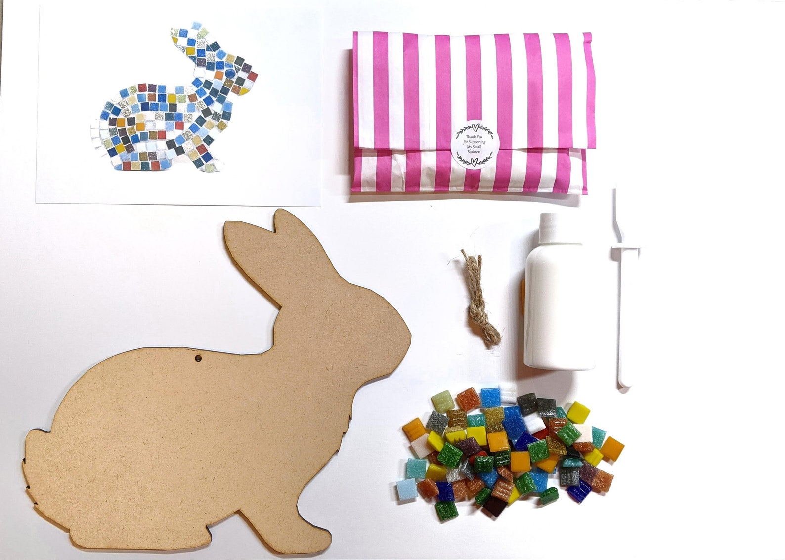 Bunny Rabbit Mosaic Kit DIY Craft Kit Multicoloured Glass - Etsy UK