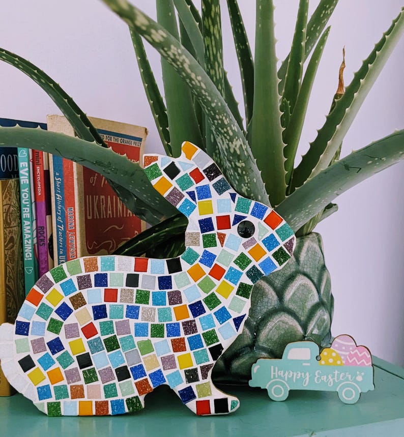 Iridescent Bunny, Mosaic Kit, DIY Easter Craft, Make Your Own, Animal ...