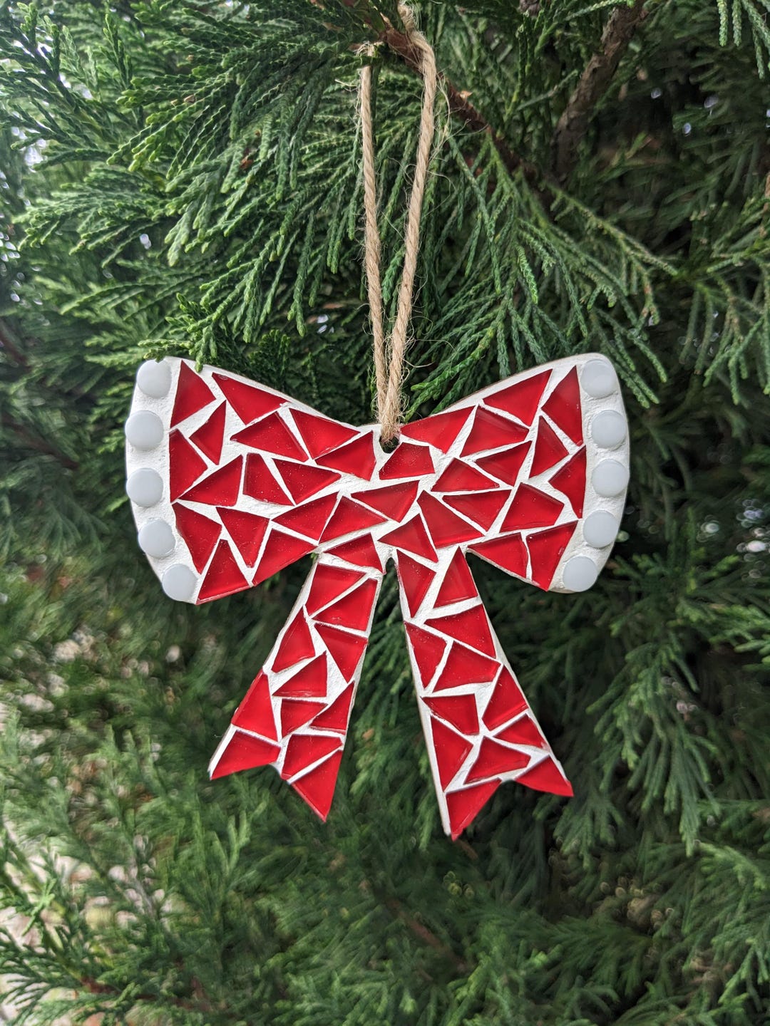 Red Bow Decoration Festive Christmas Hanging Mini Mosaic Kit - Etsy