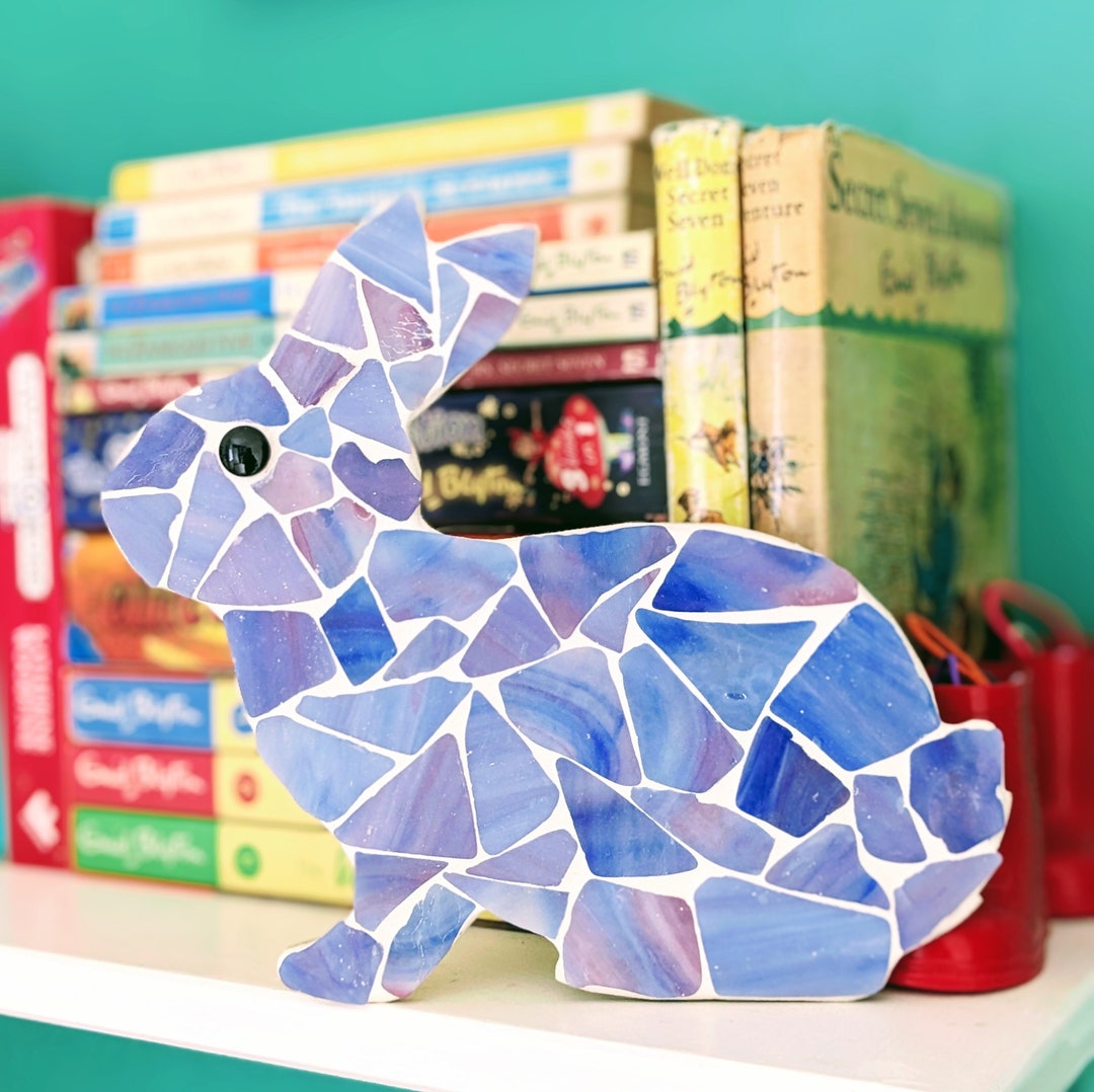 Bunny Rabbit DIY Mosaic Kit, Lilac/purple Sea Glass, Easter Bunny Craft ...