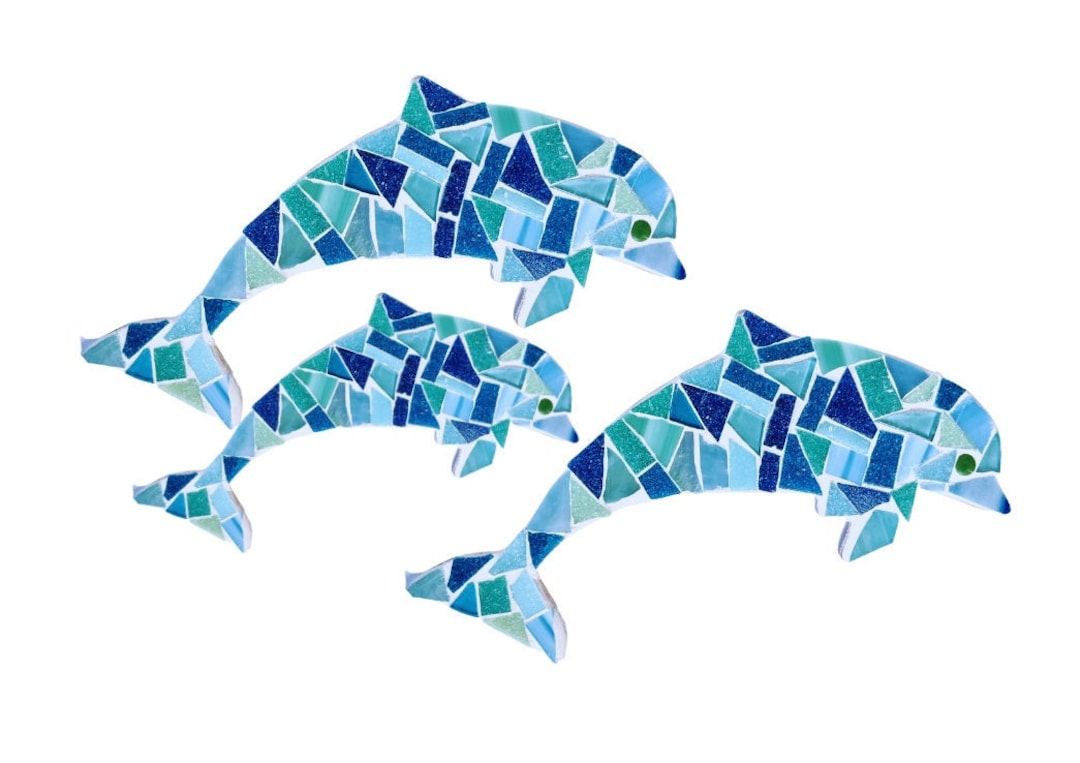 Dolphin Family of 3, Mosaic Kit, DIY Craft Kit for Adults and Kids, Sea ...