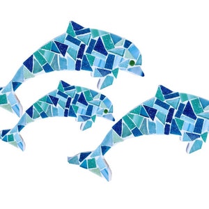 Dolphin Family of 3, Mosaic Kit, DIY Craft Kit for Adults and Kids, Sea ...