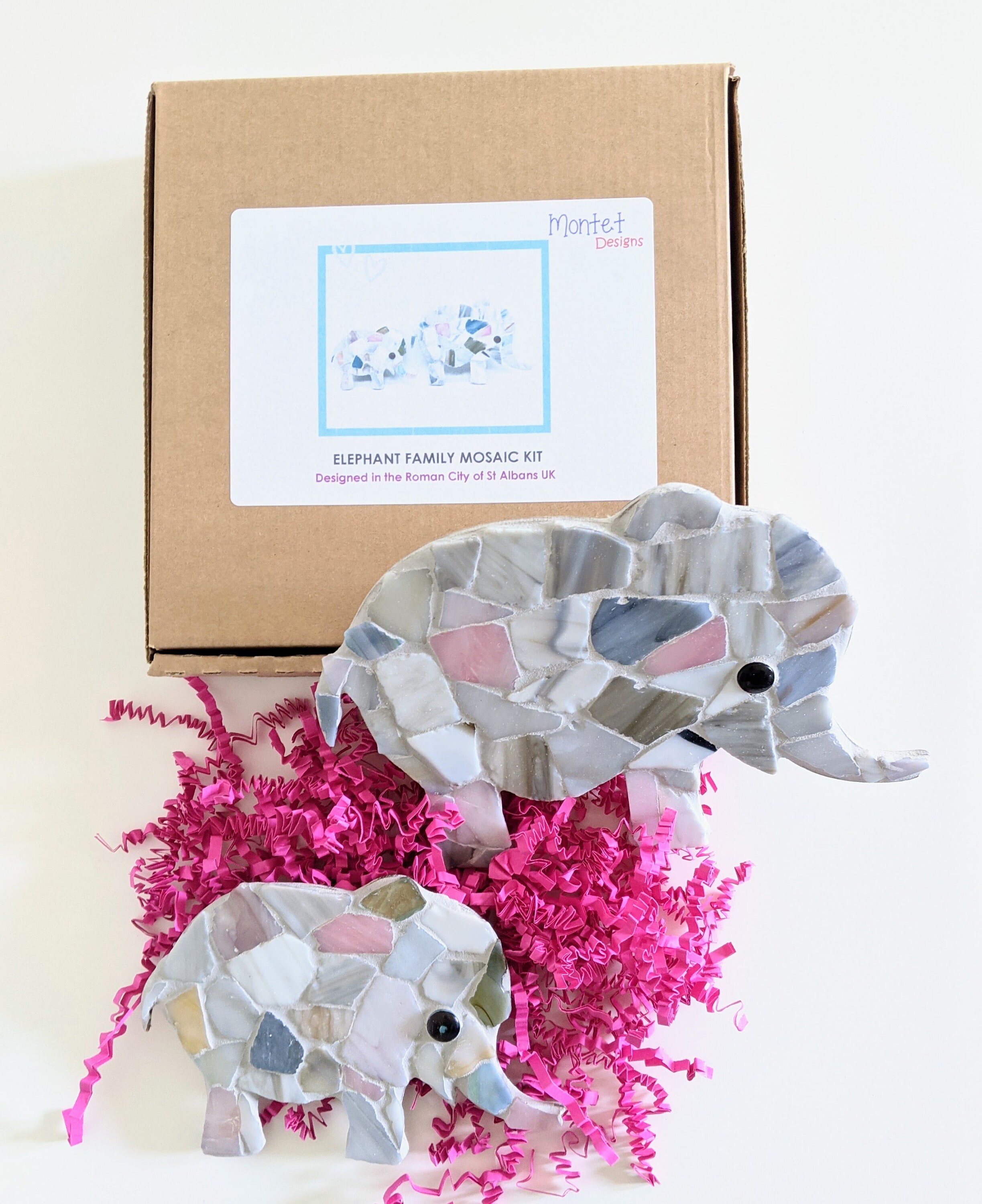 African Elephant Family DIY Mosaic Kit Sea Glass and Stained - Etsy