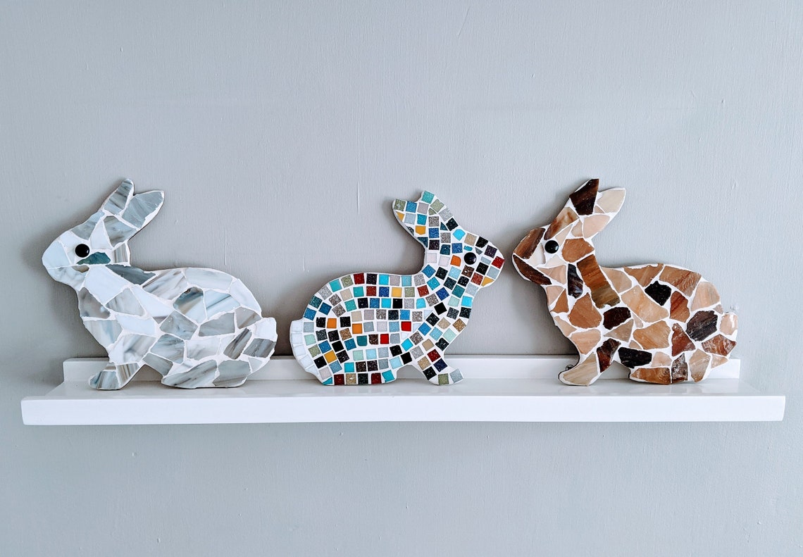 Bunny Rabbit Mosaic Kit DIY Craft Kit Multicoloured Glass - Etsy UK