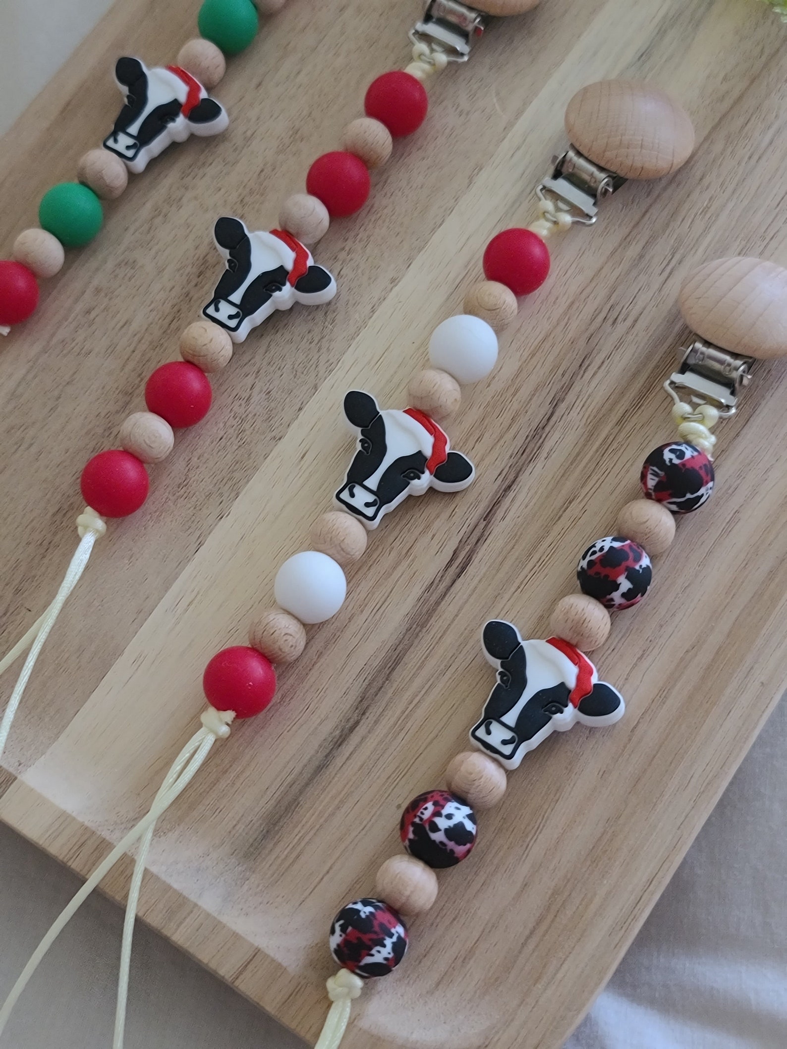 Santa Cows | Christmas Cow Pacifier Clip | Christmas Cow Print Pacifier ...