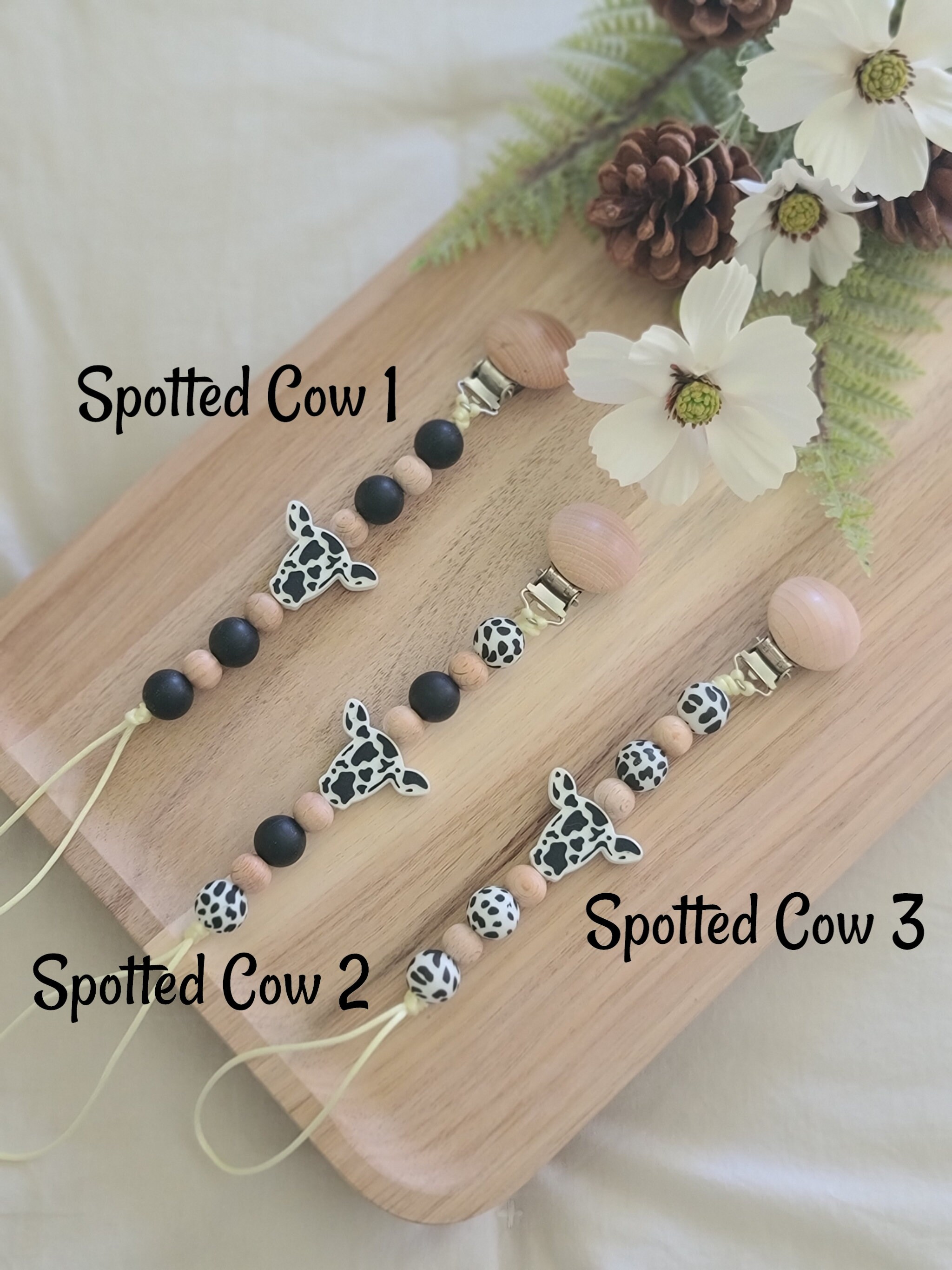Black Cow Pacifier Clip | Farm Pacifier Clip | Cow Dummy Clip | Cow ...