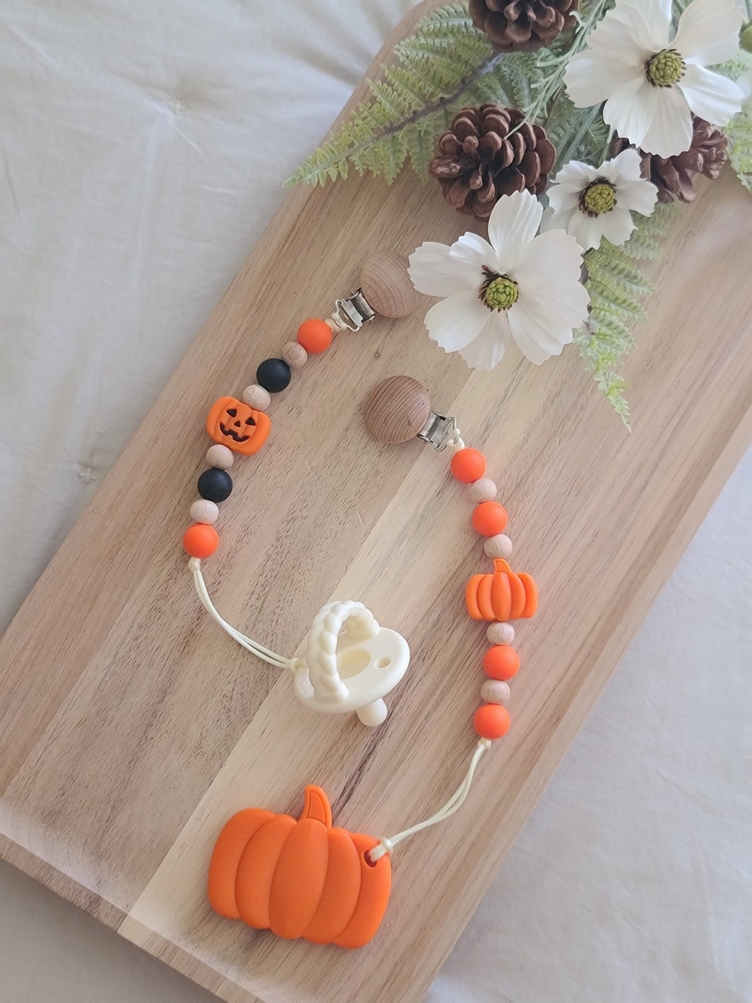 Halloween Pumpkin Pacifier Clip Pumpkin Pacifier Clip Dummy Clip Binkie ...