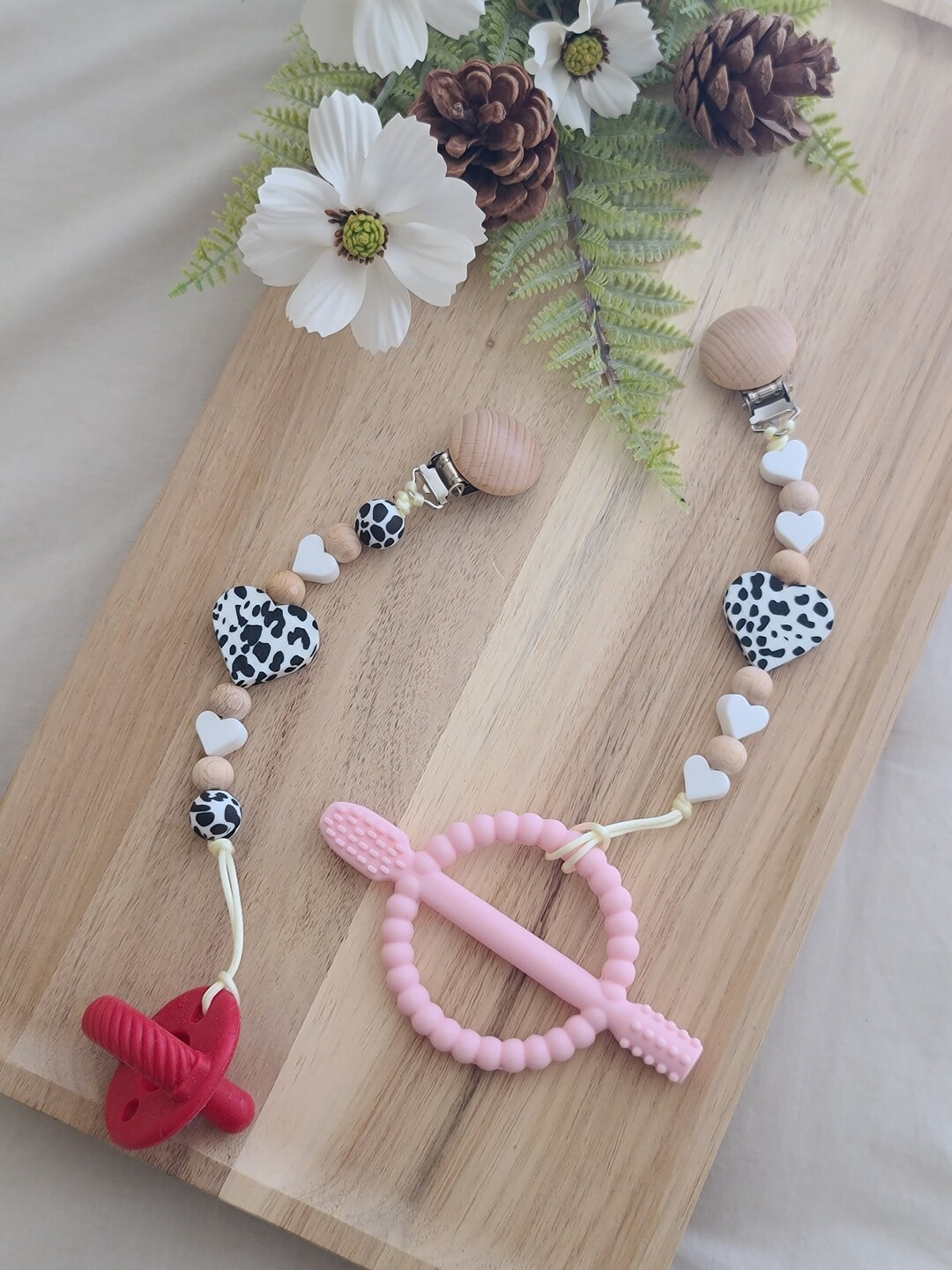 Cow Valentine | Cow Pacifier Clip | Valentines Day Pacifier Clip ...