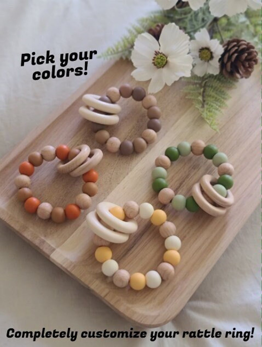 Custom Rattle Ring - Pick Your Colors! | Sensory Ring | Baby Rattle ...