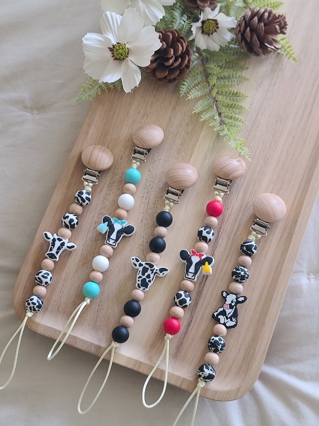Black Cow Pacifier Clip | Farm Pacifier Clip | Cow Dummy Clip | Cow ...
