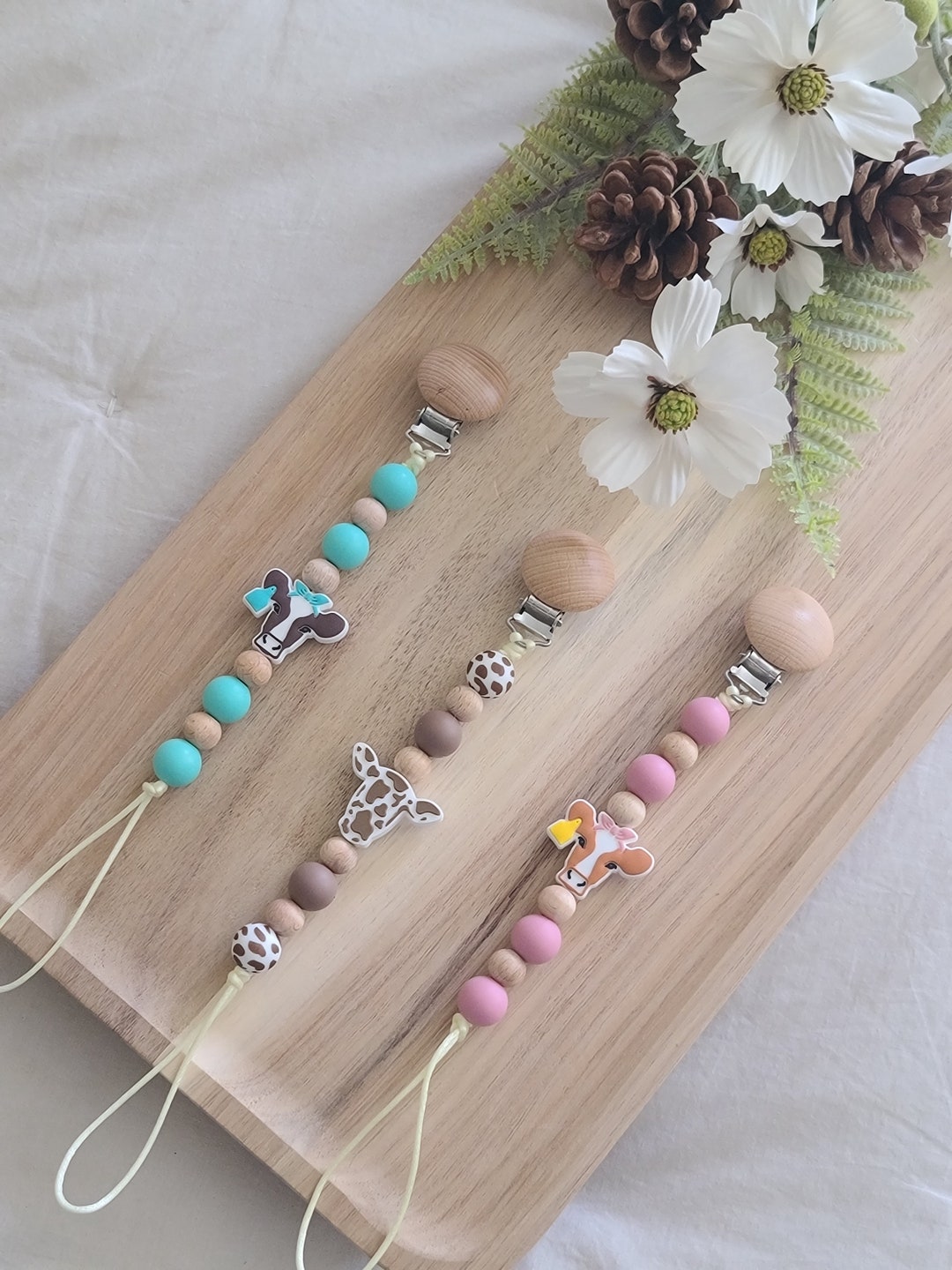 Brown Cow Pacifier Clip | Farm Pacifier Clip | Cow Dummy Clip | Cow ...