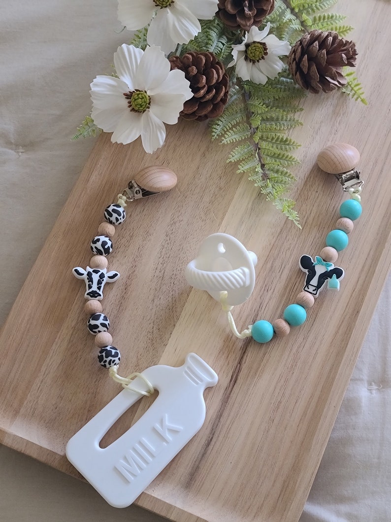 Black Cow Pacifier Clip | Farm Pacifier Clip | Cow Dummy Clip | Cow ...