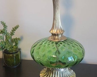 Mcm Green Glass Lamp - Etsy