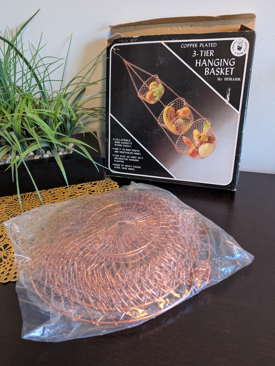 Awesome Vintage Himark 3-tier Copper Plated Hanging Basket, New in ...