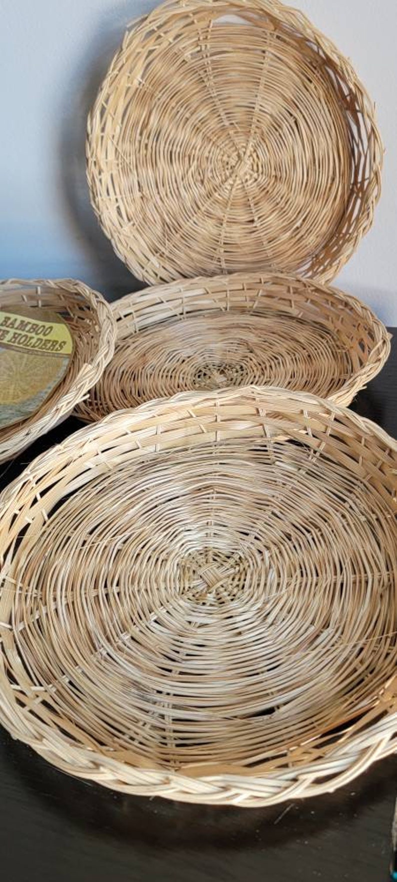 Awesome Vintage MCM Bamboo Paper Plate Holders/boho Kitchen - Etsy