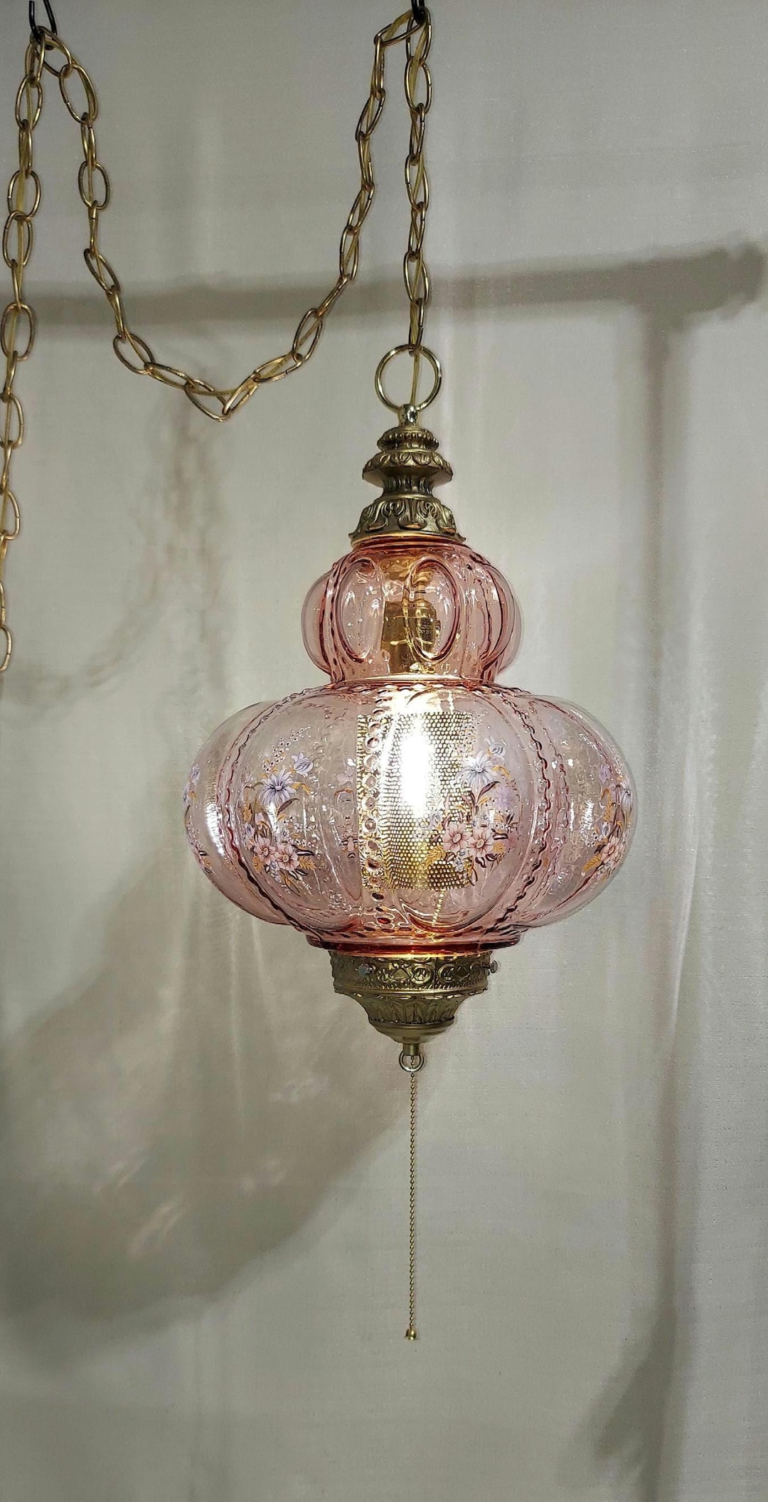 Fabulous Vintage Hollywood Regency Retro Mauve Pink Bubble Glass Plug ...