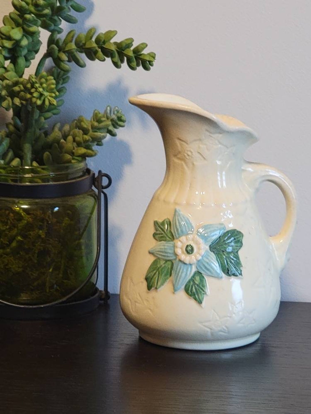 Awesome Antique Hull Pottery USA 6-6 Blue Star Water Pitcher/vase ...