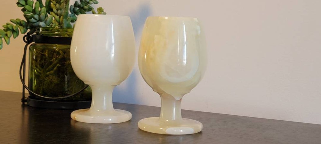 Awesome MCM Heavy-duty Marble/alabaster 5 Wine Goblets/bareware, Set of ...