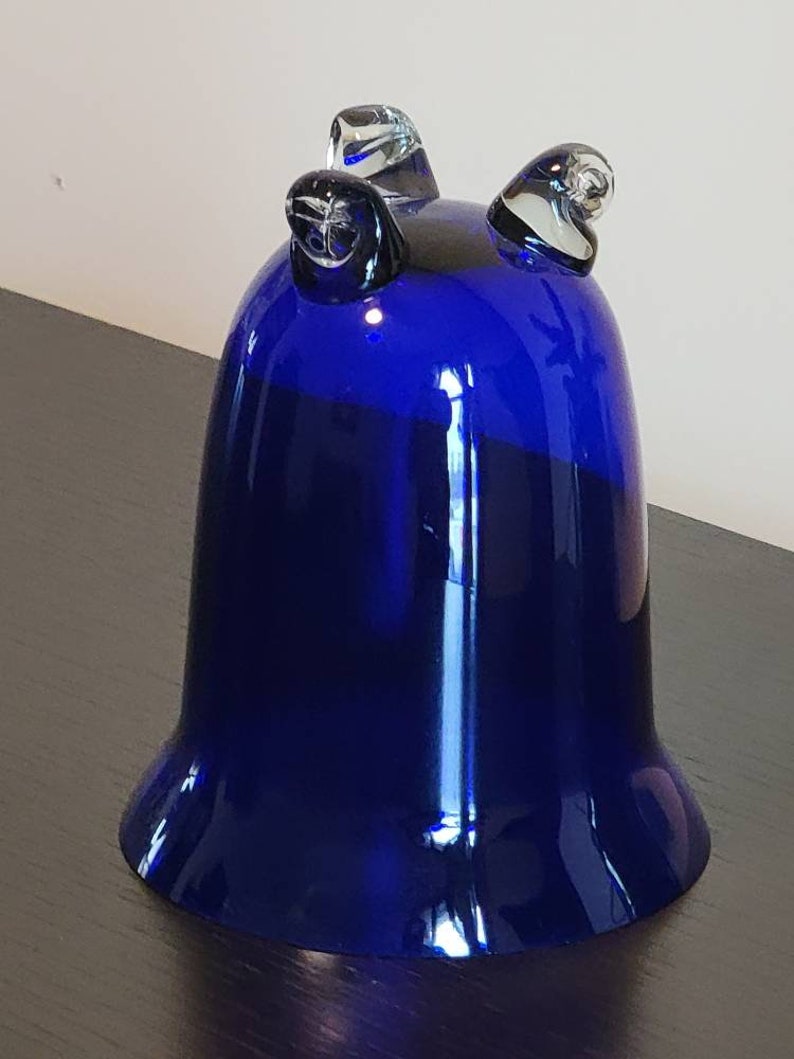 Super Cool Vintage Cobalt Blue Glass Bell Dish With Clear - Etsy