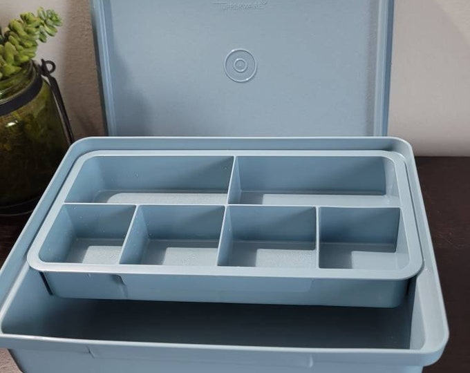 Vintage Country Blue Tupperware 3pc Stow & Go Craft Storage Box, 1680 ...