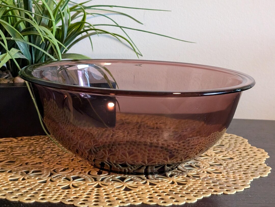 Pyrex 326 Smokey Translucent Cranberry Flat Rim 4.OL Mixing Bowl, USA ...