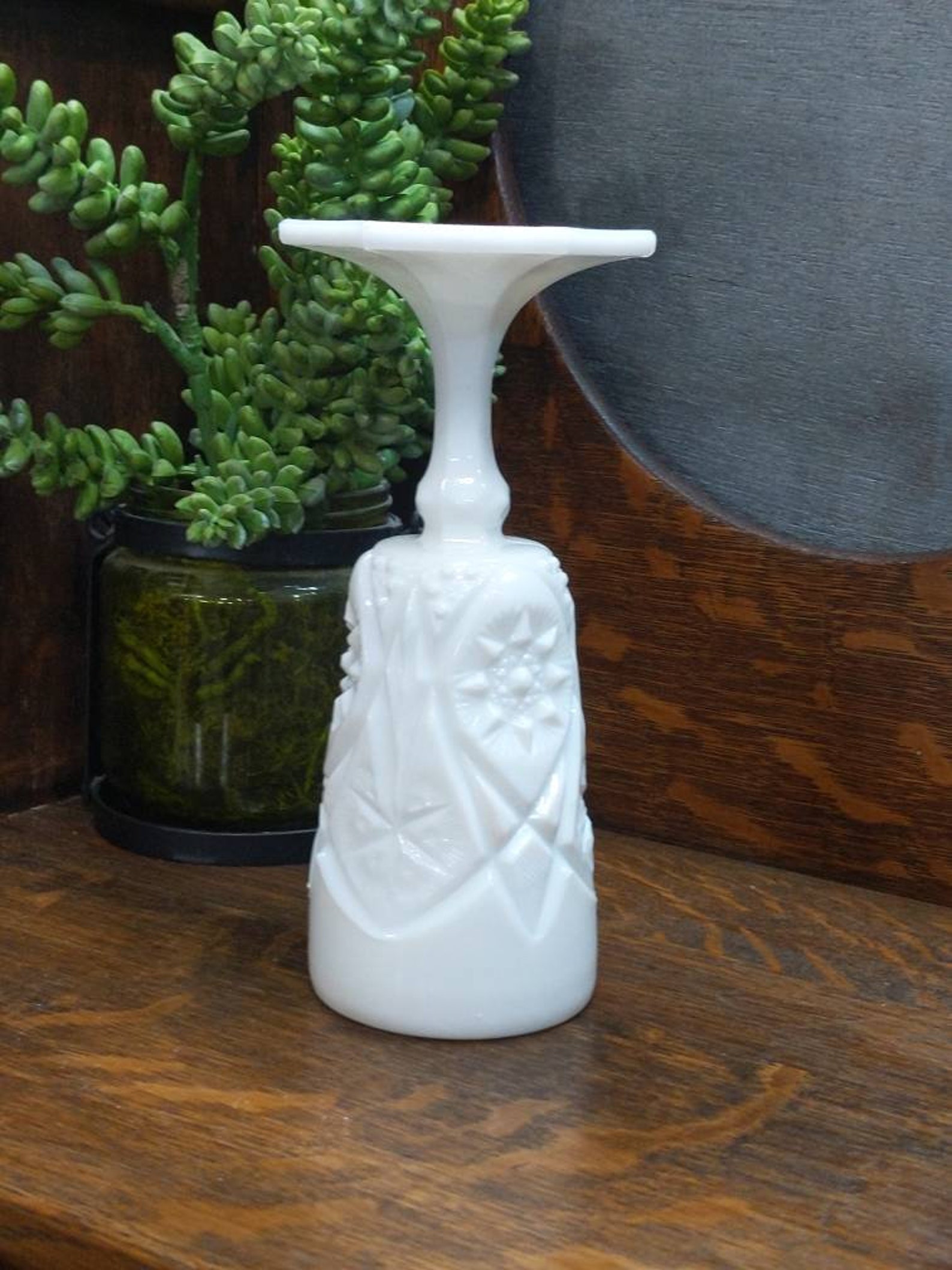 Vintage Kemple Milk Glass Quintec Pedestal, Long Stem Celery Vase ...