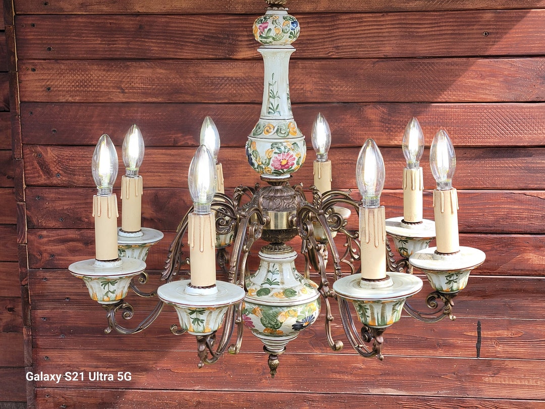 Beautiful Vintage Italian Capodimonte 8-arm Hand-painted Floral ...