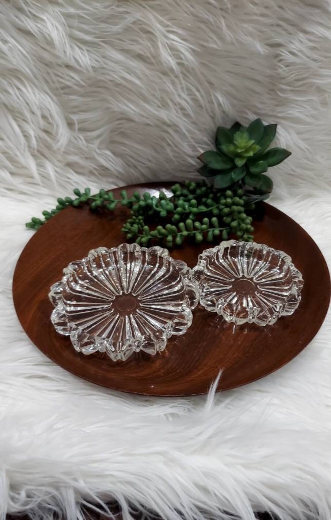 Vintage Hazel Atlas Heavy Pressed Glass Ashtray Pair - Etsy