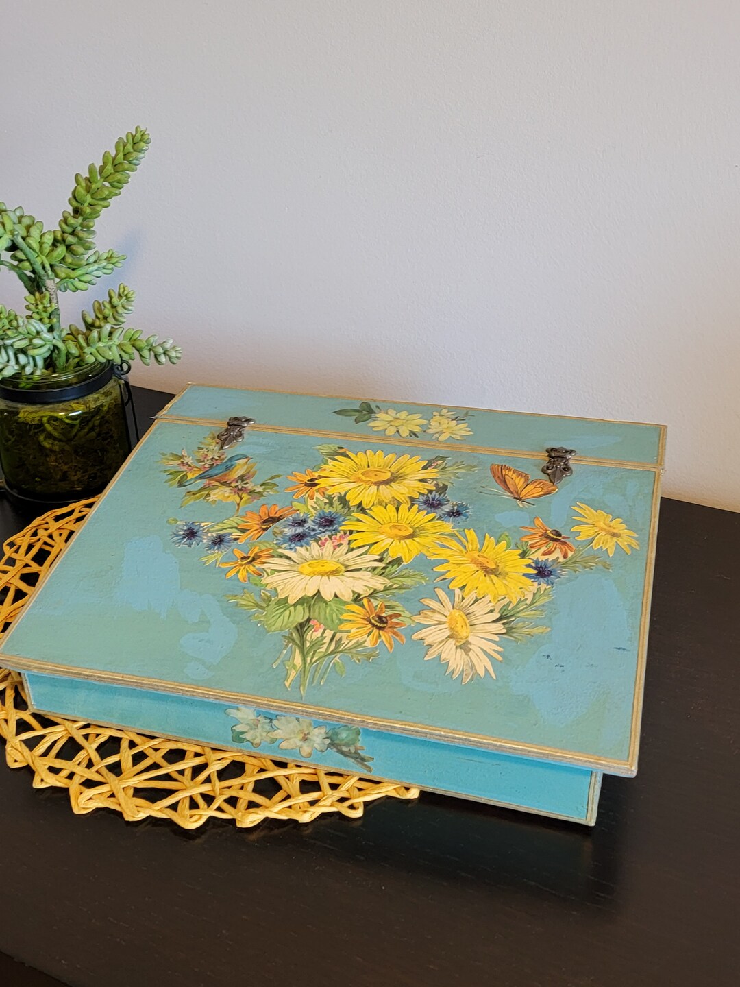 Vintage MCM Letter Writing Desk/ Stationary Writing Table, Decoupage ...