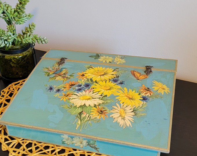 Vintage MCM Letter Writing Desk/ Stationary Writing Table, Decoupage ...