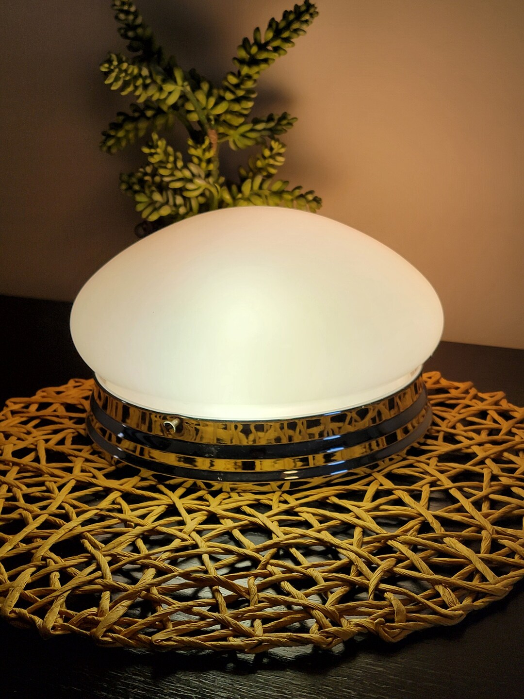 Vintage White Glass Mushroom Style Flush Mount Ceiling Light Fixture ...