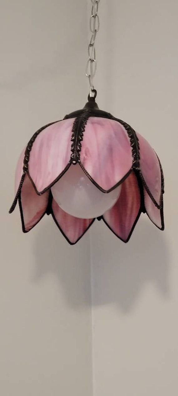 Gorgeous MCM Pink/purple Slag Glass Tulip/lotus Flower Plug in - Etsy