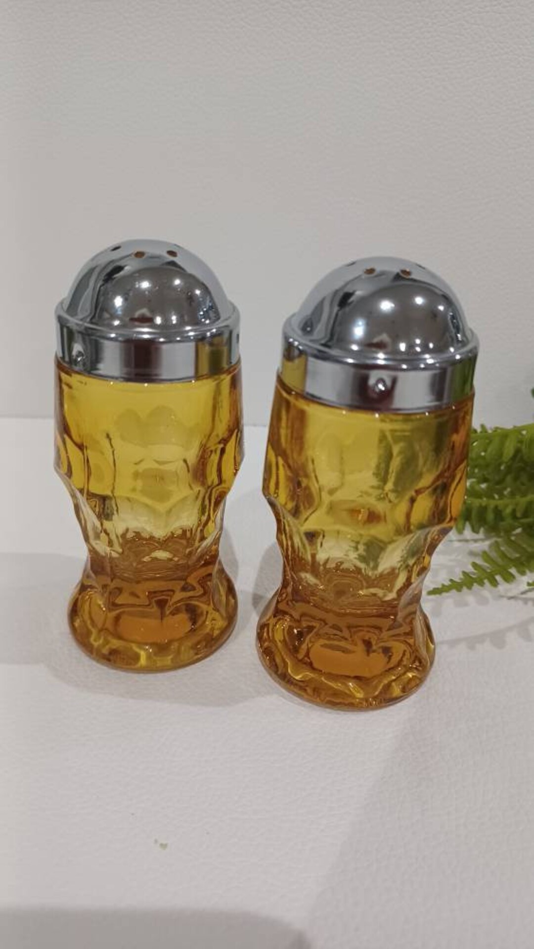Vintage Georgian Amber Salt and Pepper Shakers by Anchor - Etsy