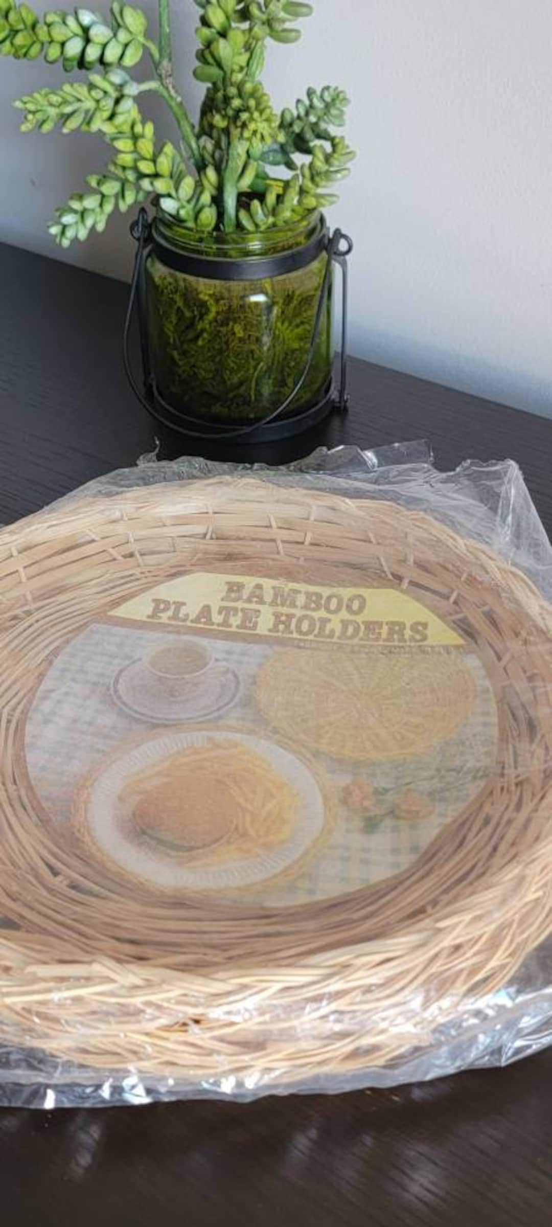 Awesome Vintage MCM Bamboo Paper Plate Holders/boho Kitchen Decor, Set ...