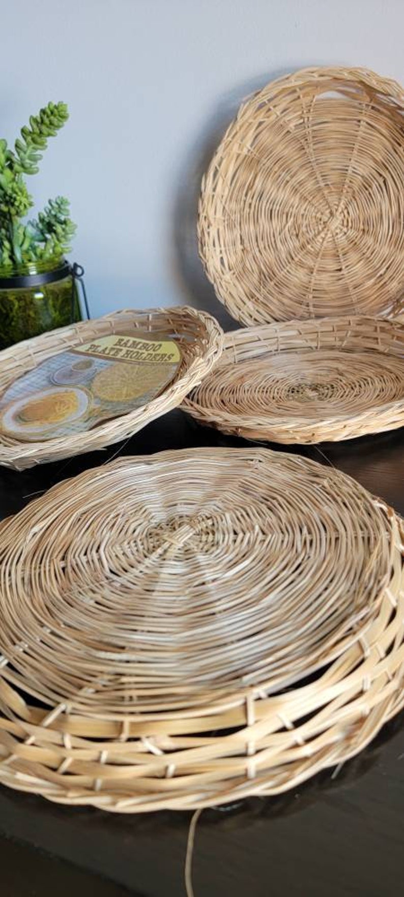 Awesome Vintage MCM Bamboo Paper Plate Holders/boho Kitchen - Etsy