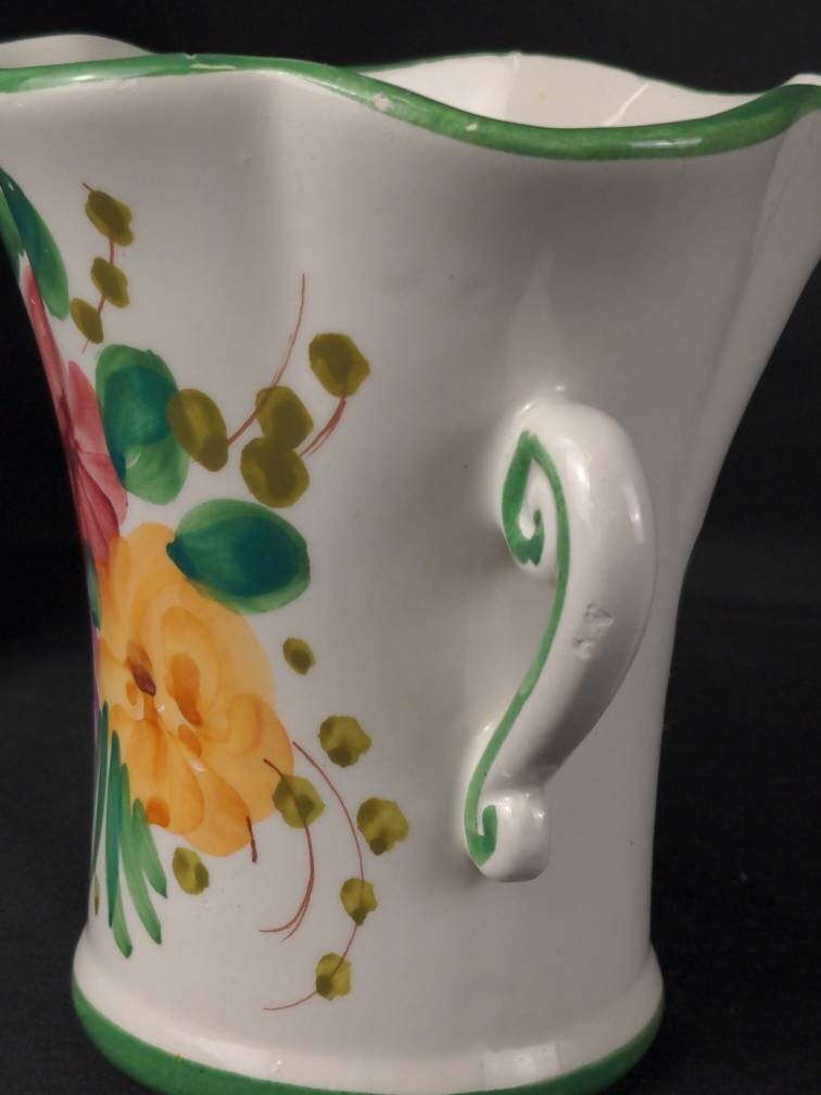 Vintage Mid Century Hand Painted Floral FTD Vase With Green | Etsy