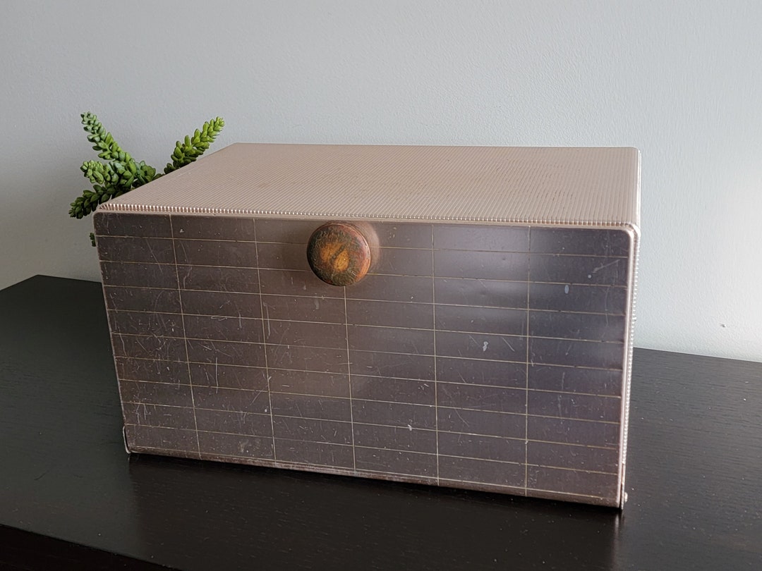 Awesome Mid-century Mirro Rose Gold Aluminum Locking Bread Box With ...