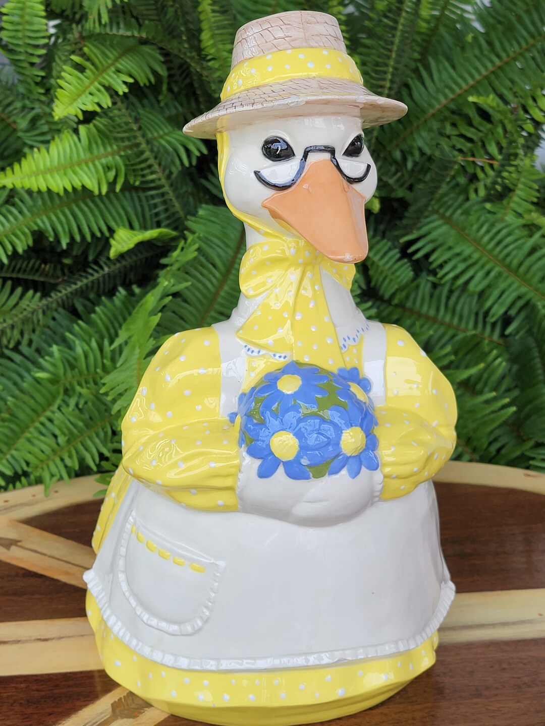 Awesome MCM 15.5" Ceramic Mother Goose Cookie Jar With Country Blue and ...
