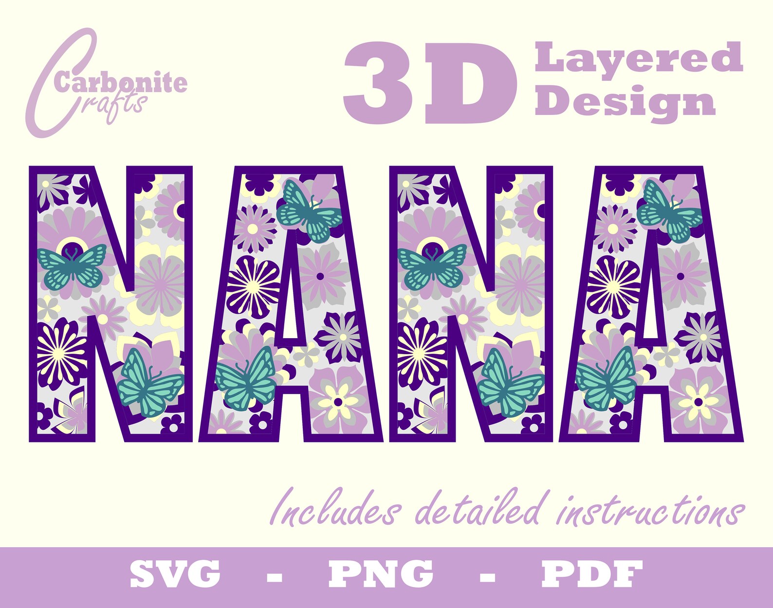3D Layered Mandala Multi-layer Letters NANA in Butterflies - Etsy