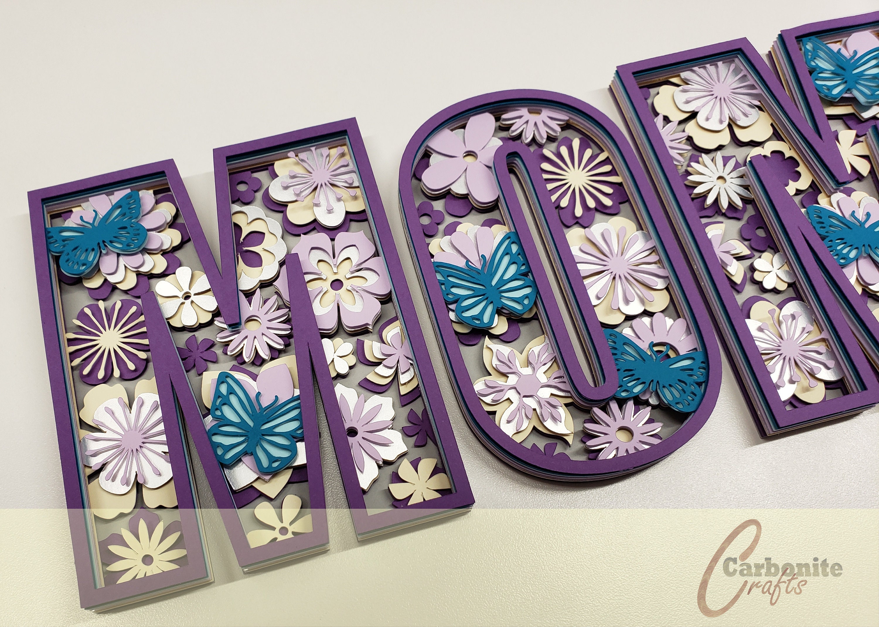 3D Layered Mandala Multi-layer Letters MOM in Butterflies | Etsy