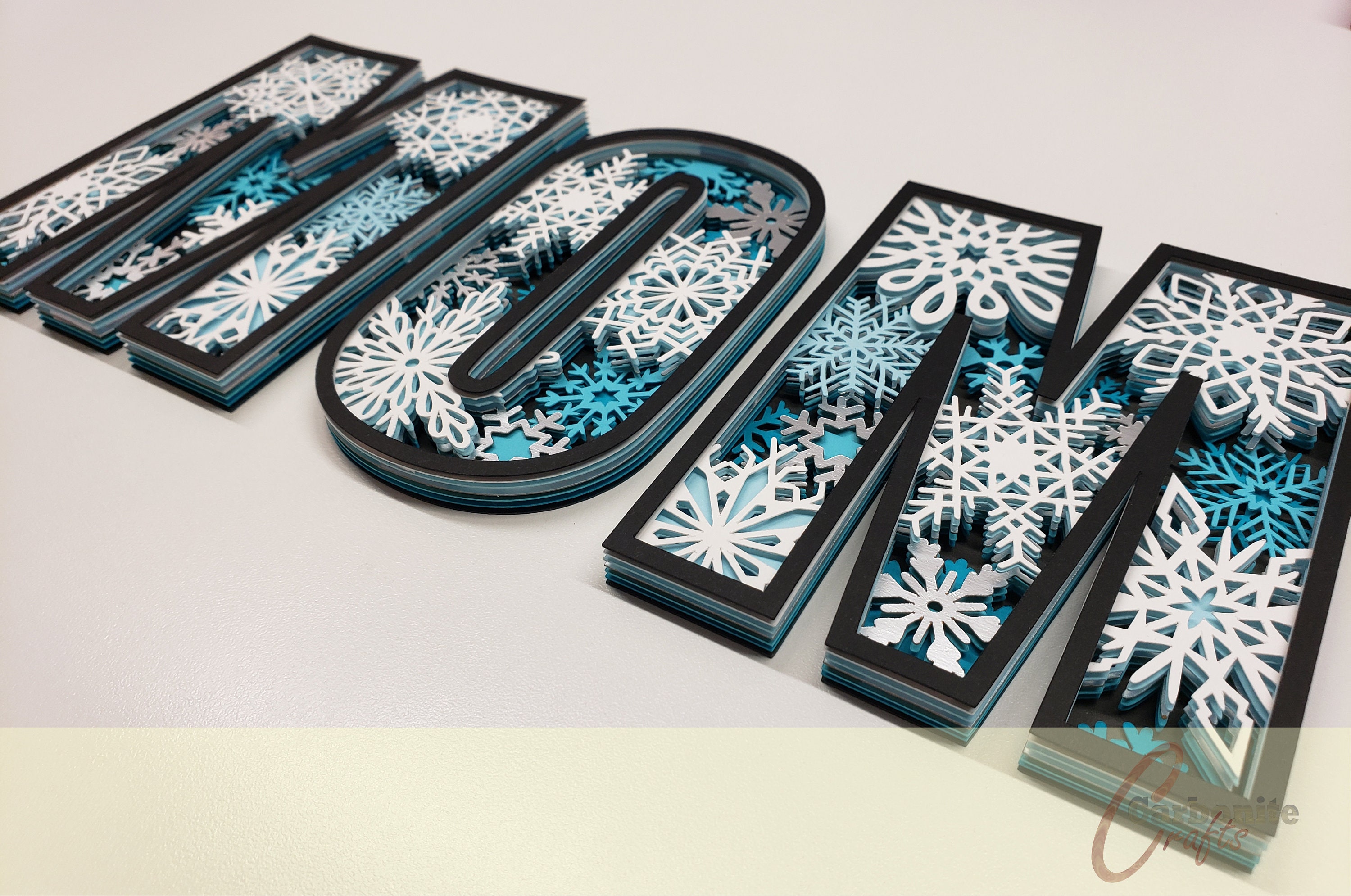 3D Layered Mandala Multi-layer Letters in MOM and Snowflakes - Etsy