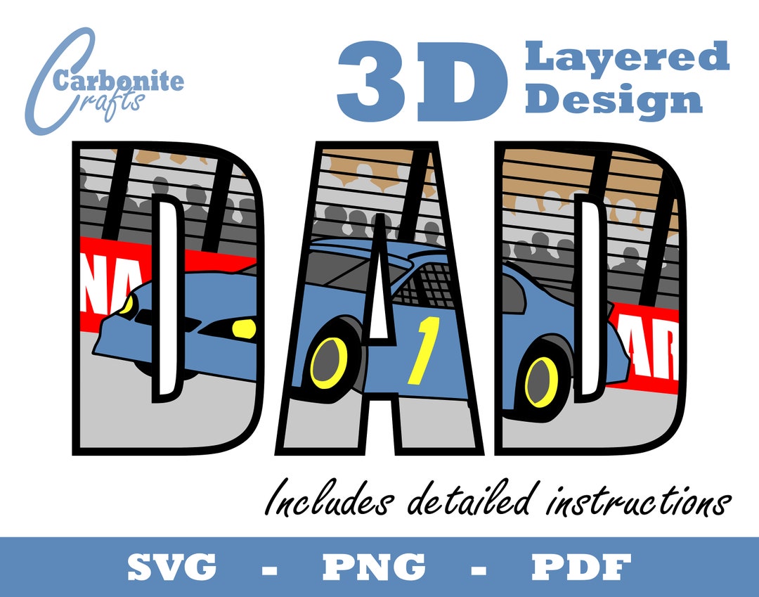 Layered DAD Race Car SVG Multi-layer Letters DAD in Racing - Etsy