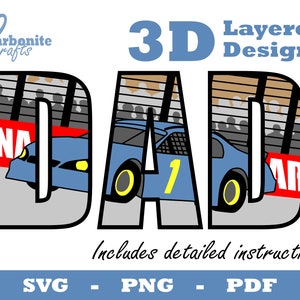 Layered DAD Race Car SVG Multi-layer Letters DAD in Racing - Etsy