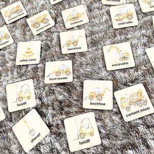 Montessori Wooden Construction Game - Heavy Equipment Cards - Truck ...